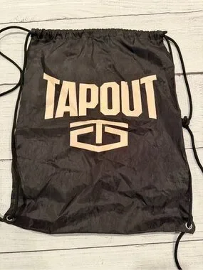 Tapout | Bags | Tapout Black Gym Drawstring Backpack With Cream Logo ...